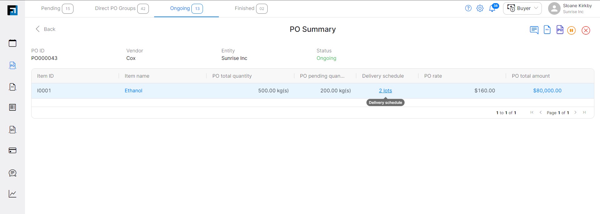 Modify Delivery Schedule